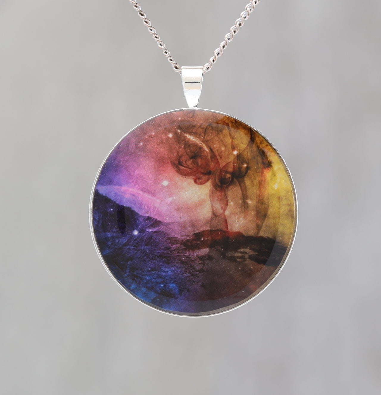 Dancing in Smoke - Galaxy Pendant made with a photo of Smoke and the C ...